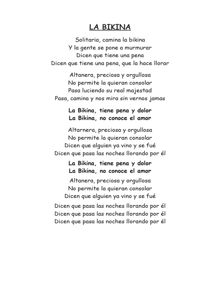 La Bikina. Letra | PDF