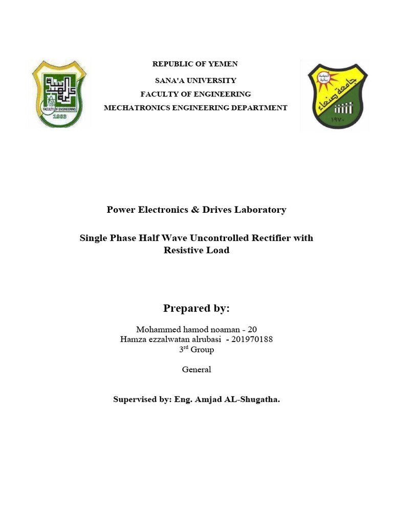 Single Phase Half Wave Rectifier Analysis | PDF | Rectifier | Power ...