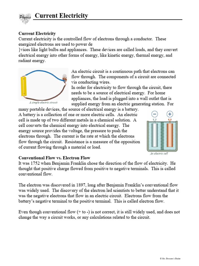 Current Electricity - Student Workbook v3 | PDF | Series And Parallel Circuits | Electrical ...