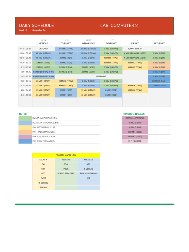 Jadwal Pas Produktif Lab 2 | PDF