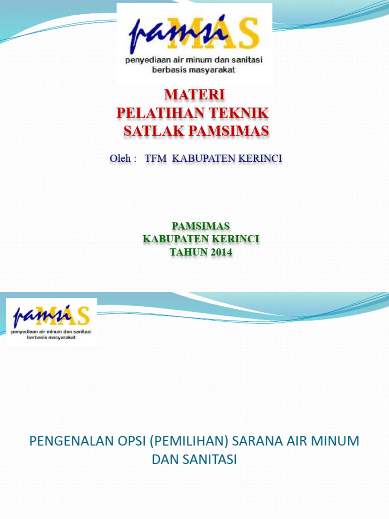 Pelatihan Teknik Pamsimas Kerinci | PDF