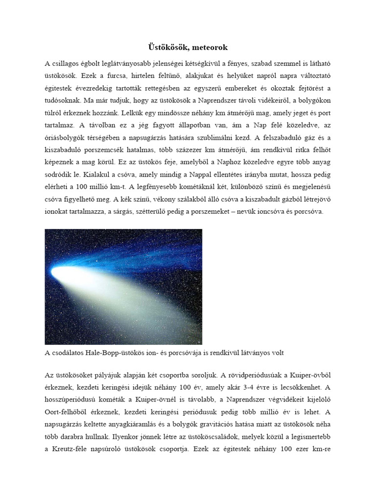 Üstökösök, Meteorok | PDF