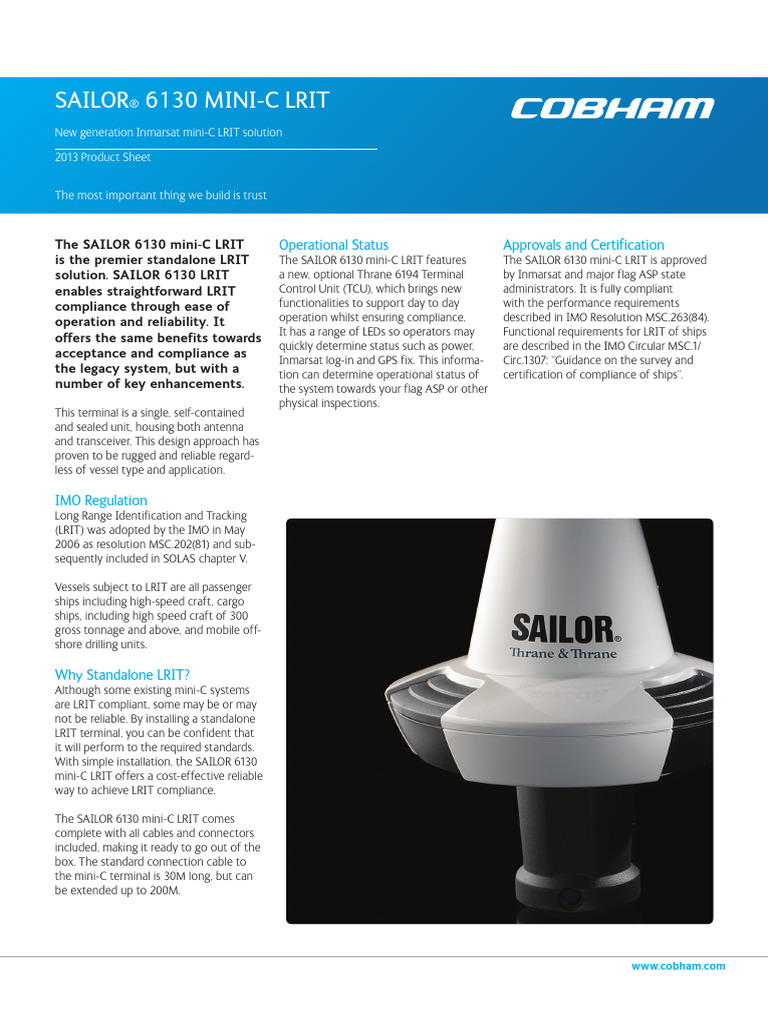 SAILOR 6130 Mini C LRIT Data Sheet | PDF | Information And ...