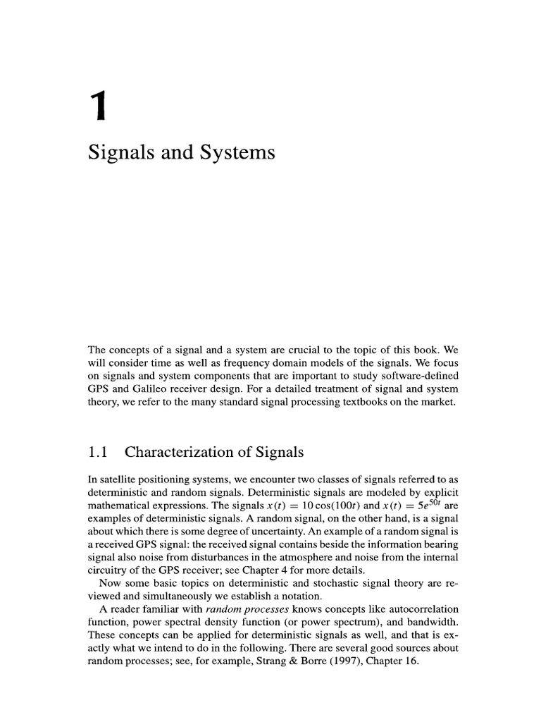 Borre Chp1 Chp2 Signals and Systems | PDF