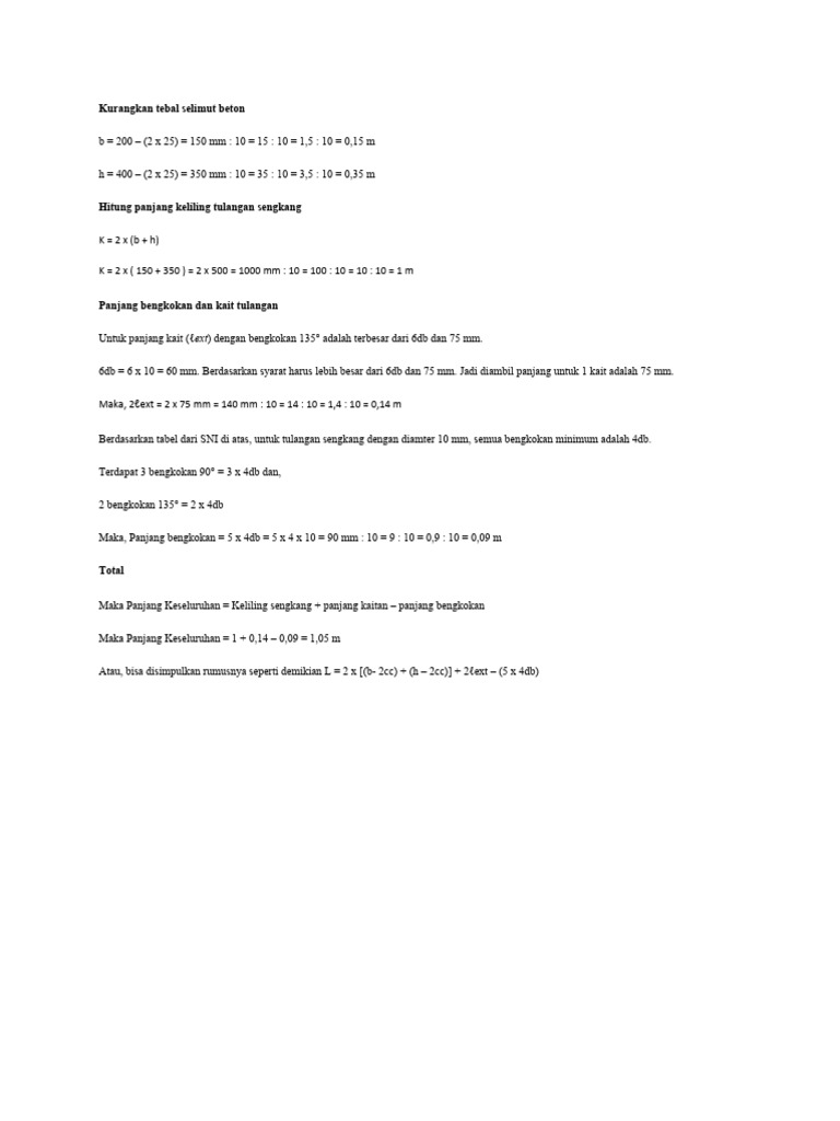 Rumus dan Tebal Selimut Beton | PDF | Teknologi & Rekayasa