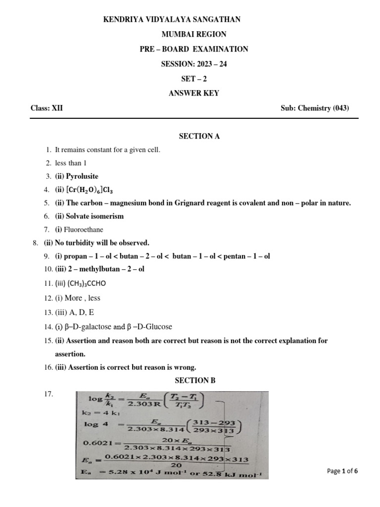 MS Chem PB1 2023-24 Set 2 | PDF | Solubility | Chemical Compounds