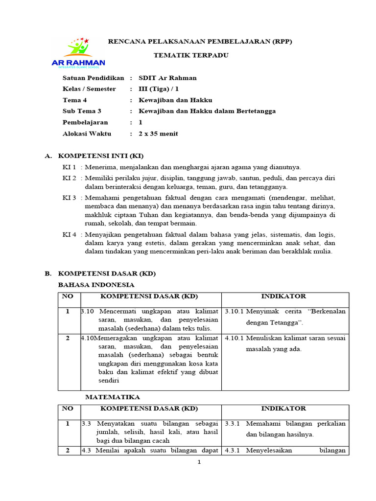 RPP Adlx Terpadu 3d ST 3 | PDF