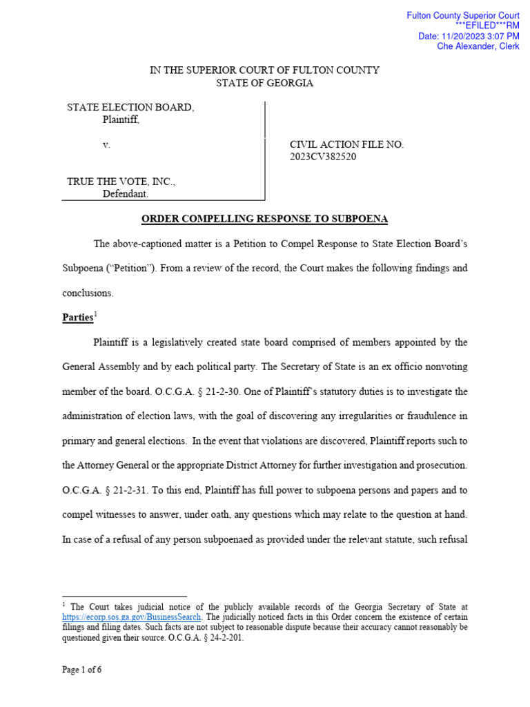 SEB V TTV - Order Compelling Response To Subpoena | PDF | Personal ...