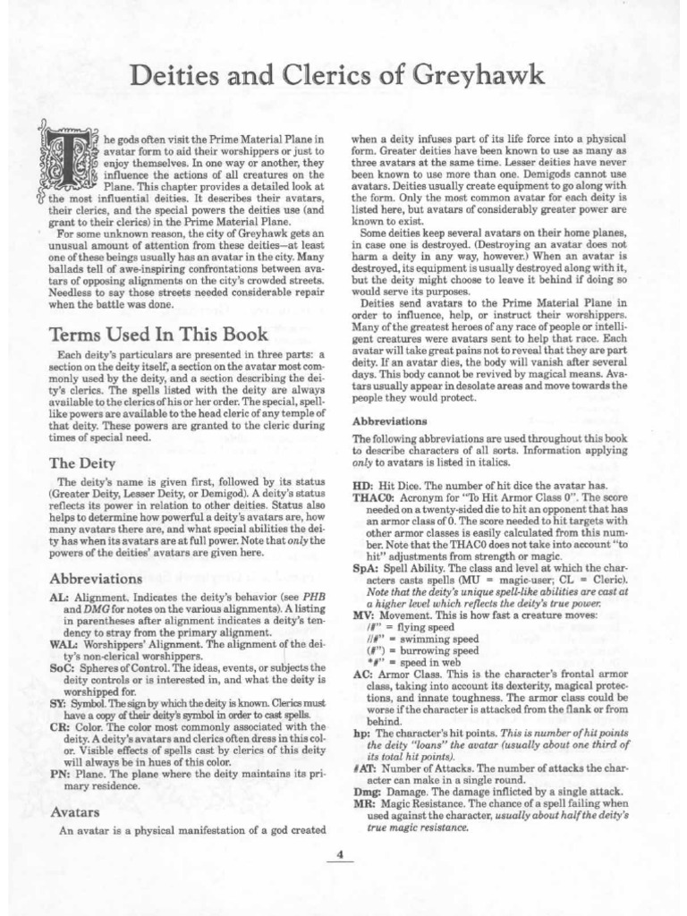 Known Greyhawk Deities | PDF