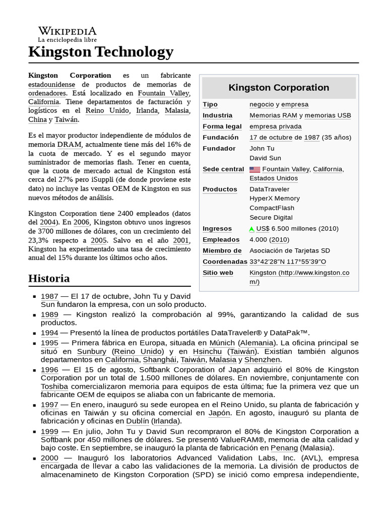 Kingston Technology | PDF | Almacenamiento de datos de la computadora ...