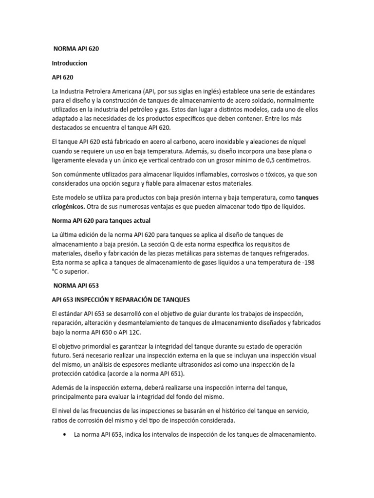 NORMA API 620 | PDF | Gas natural licuado | Líquidos