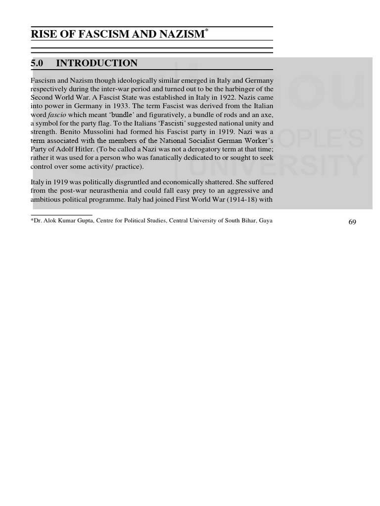 Rise of Fascism and Nazism | PDF | Benito Mussolini | Nazism