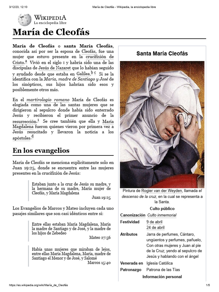 María de Cleofás - Wikipedia | PDF | Personas ejecutadas | Apocalípticos