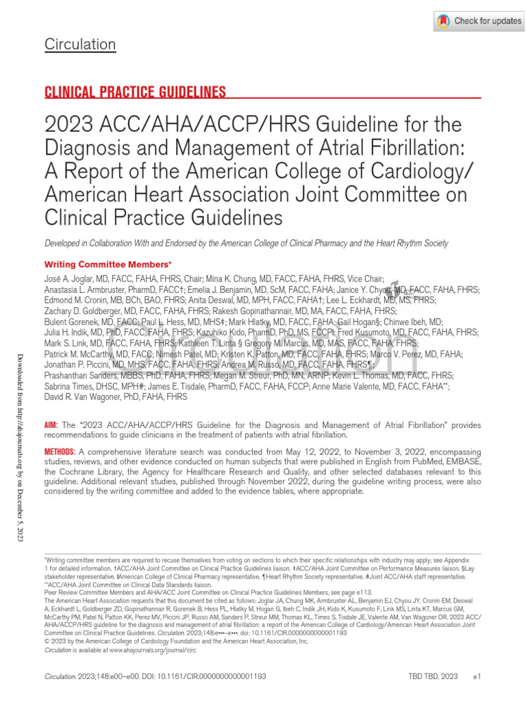 Joglar Et Al 2023 2023 Acc Aha Accp Hrs Guideline For The Diagnosis and ...