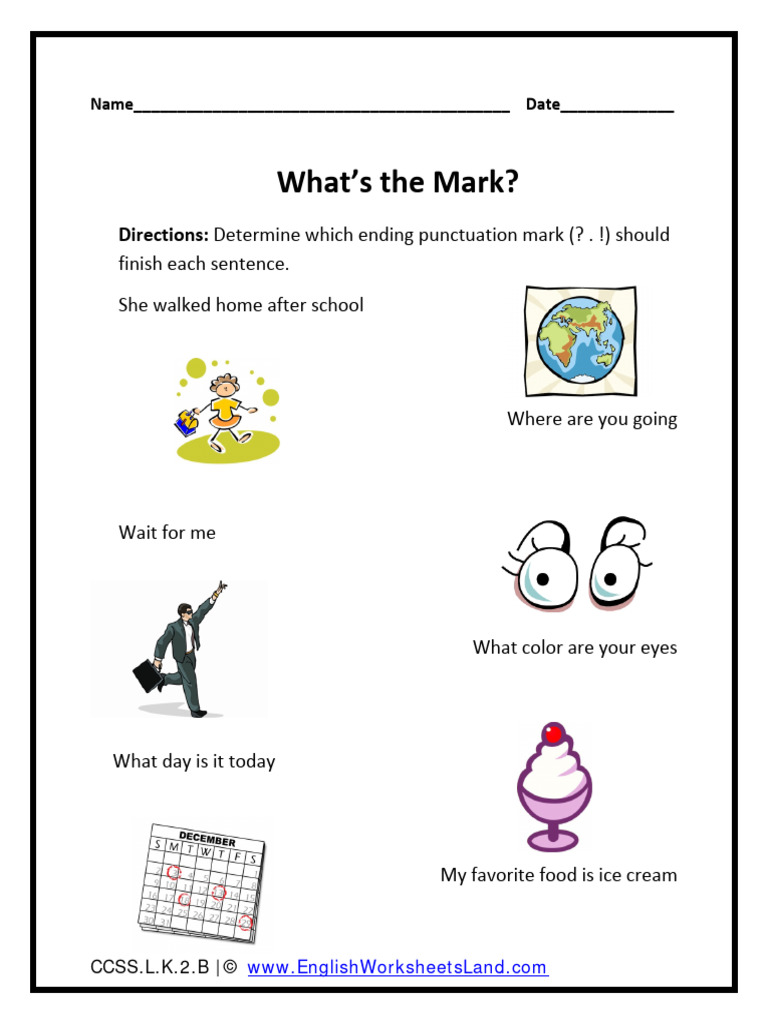 End Punctuation Worksheet 4 | PDF