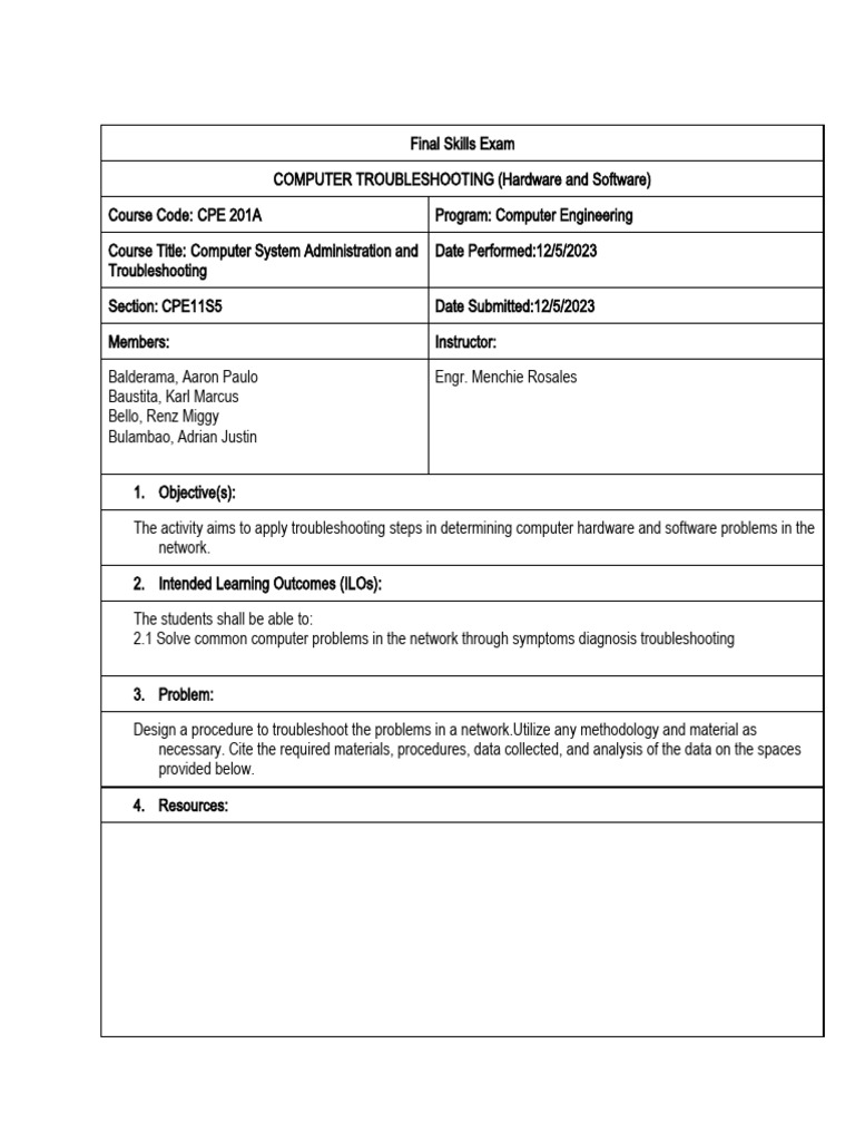 CPE 201A Final Skills Exam | PDF | Computer Network | Troubleshooting CPE 201A Final Skills Exam | PDF | Computer Network | Troubleshooting