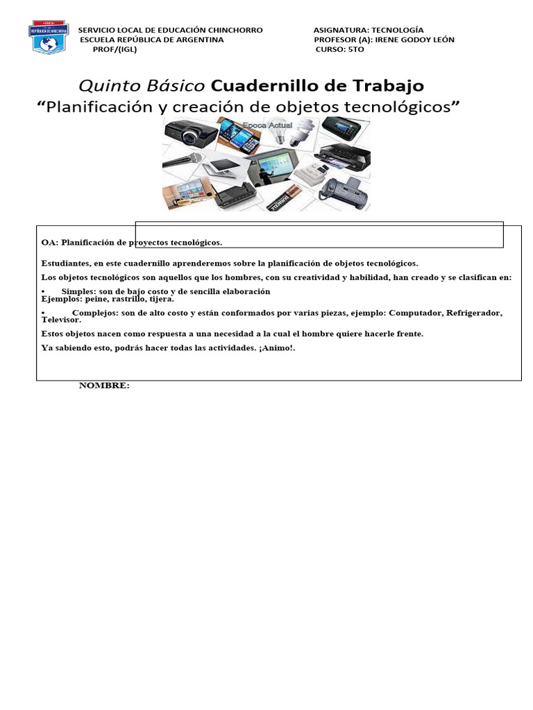 Cuadernillo-Tecnología-5º | PDF | Cartón | Papel
