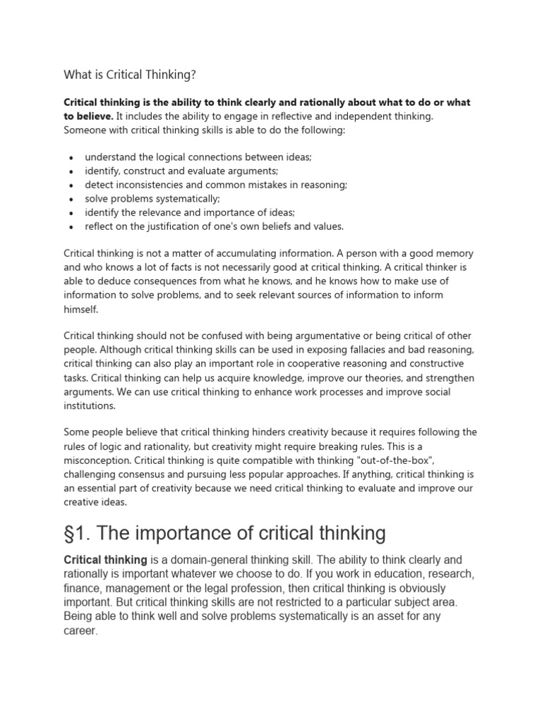 What Is Critical Thinking | PDF | Critical Thinking | Thought