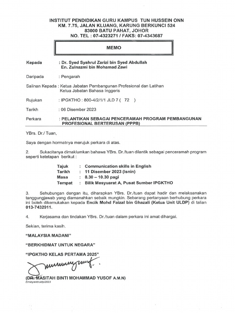 Memo English - Penceramah | PDF