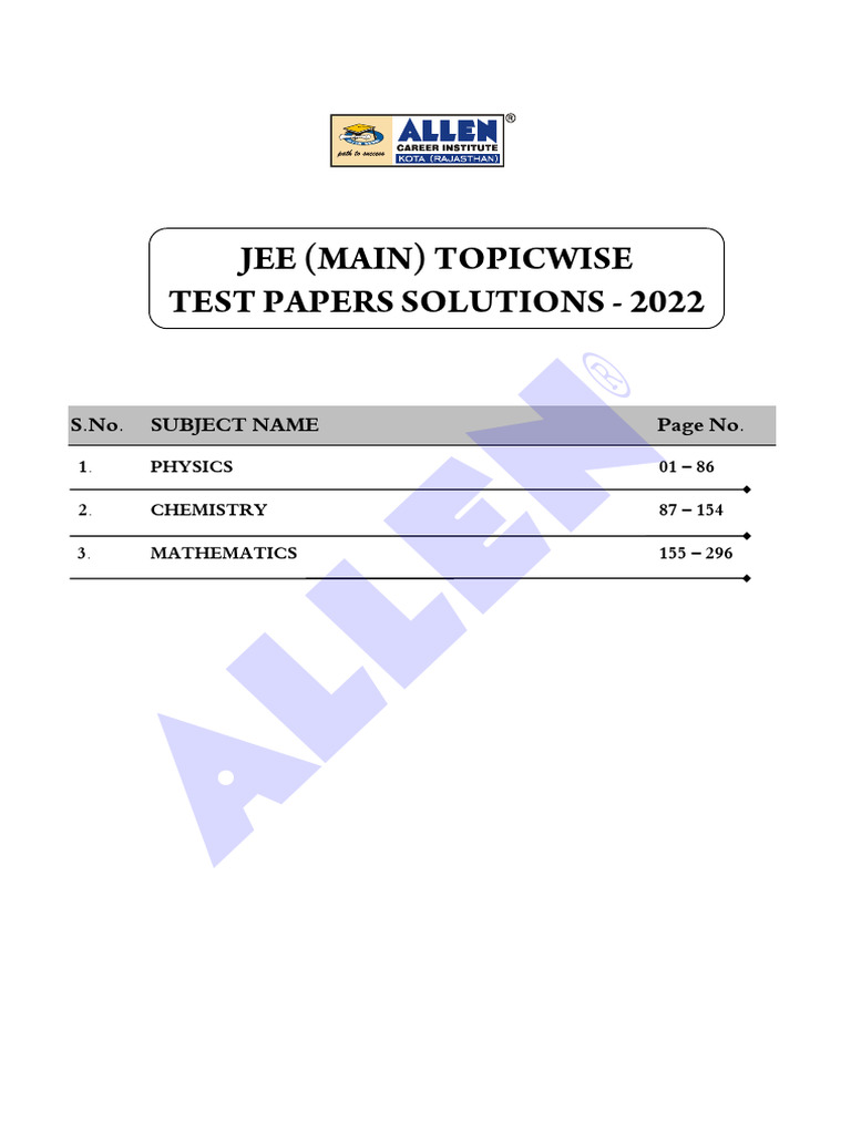 Jee Main 2022 Solution | PDF