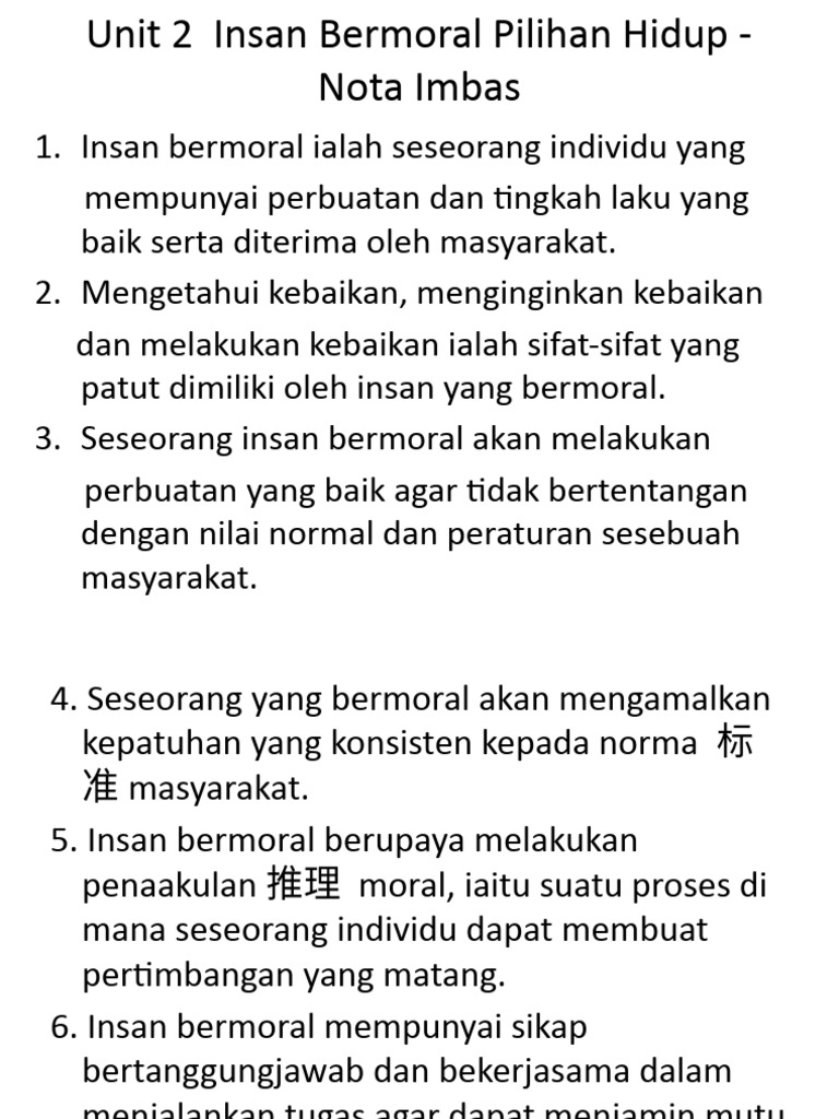 Unit 2 Insan Bermoral Pilihan Hidup - Nota | PDF