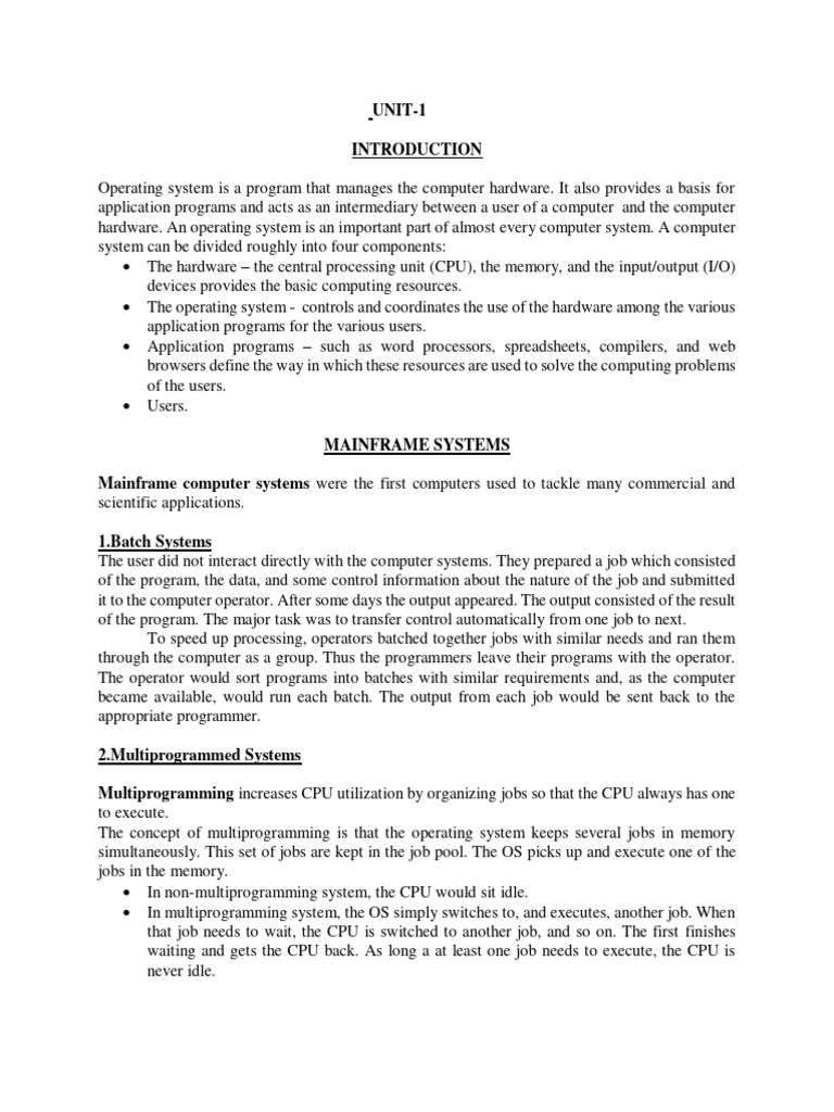 Unit 1 Os Download Free Pdf Process Computing Operating System 
