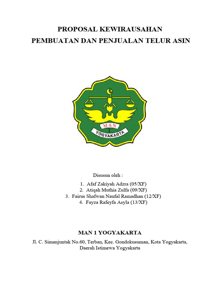 Proposal Kewirausahaan Telur Asin Rasa | PDF | Memasak, Makanan, & Anggur
