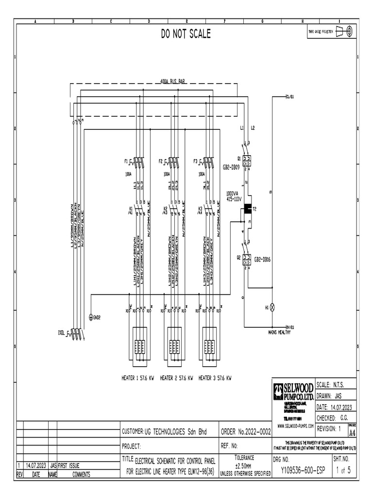 Y109536-600-Esp - Rev.1 Control Panel - Electric Line Heater Type Elw12-96 (36 - Ug Technologies ...