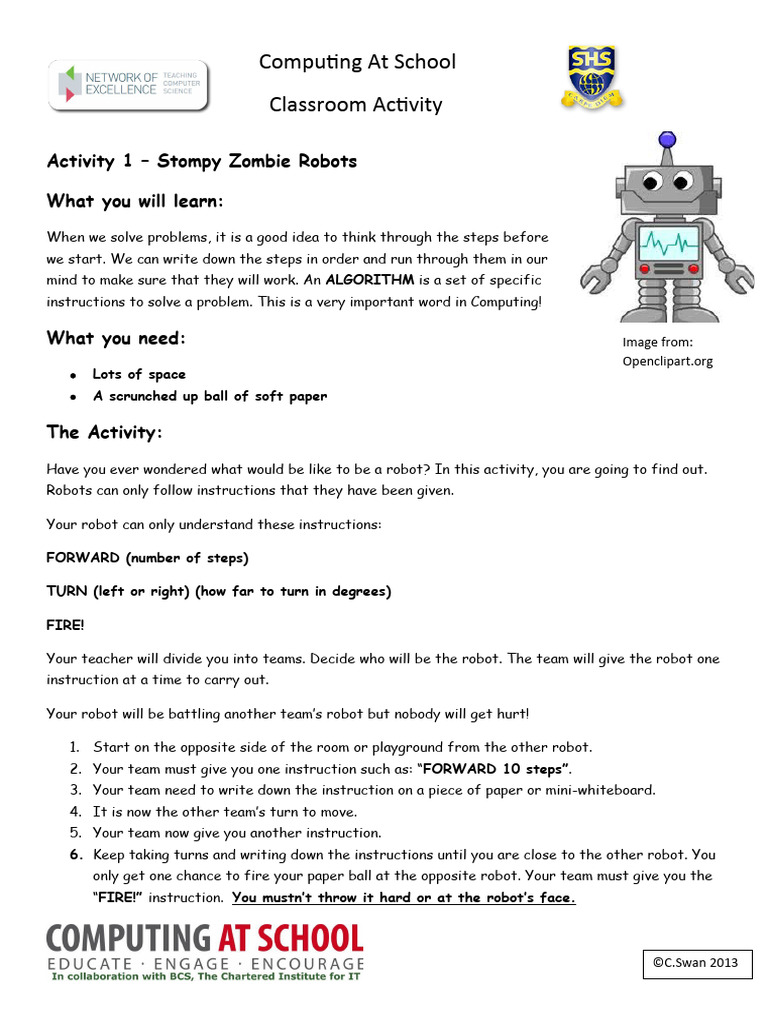 Classroom Activity 1 Stompy Zombie Robots | PDF | Robot | Robotics