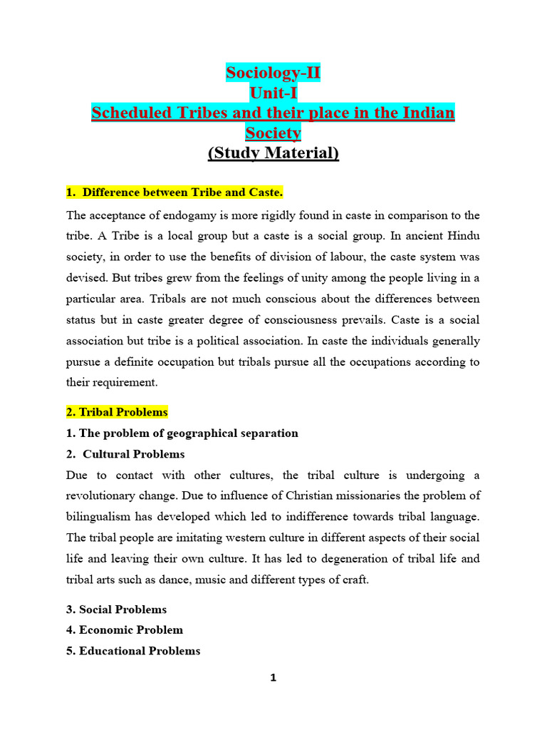 Scheduled Tribes Study Material 2 | PDF | Caste | Government