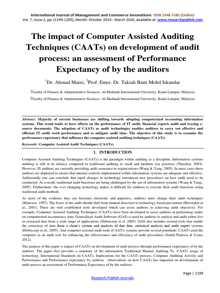 Advantages of CAATs in Auditing | PDF | Audit | Internal Control