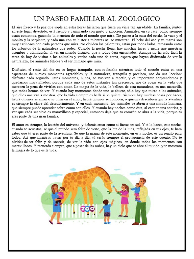 Un Paseo Familiar Al Zoologico | PDF