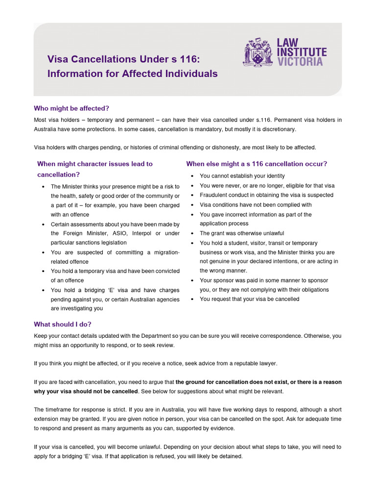 Section 116 Information For Affected Individuals | Download Free PDF ...