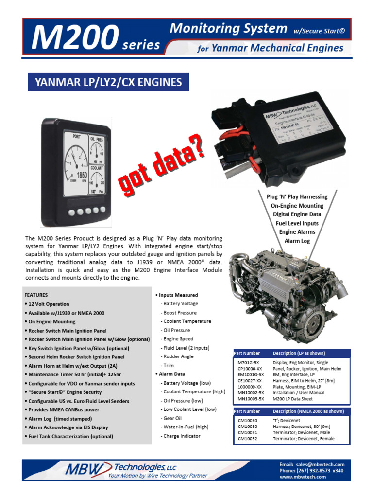 m200 LP Data Sheet 5v1 | PDF | Ignition System | Electrical Connector