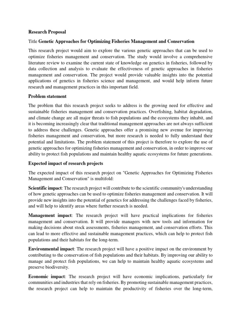 Research Proposal Malaysia | PDF | Conservation Biology | Fisheries ...