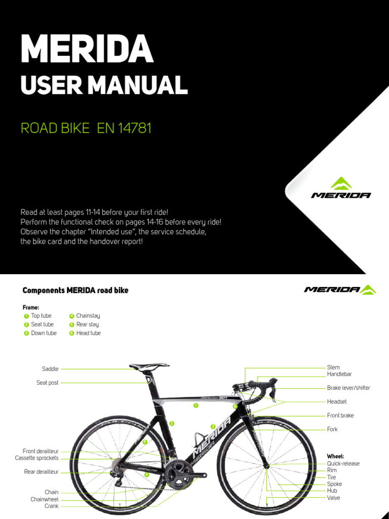 Merida Instruction Manual Road Bikes 2015 | PDF | Land Transport | Land Vehicles