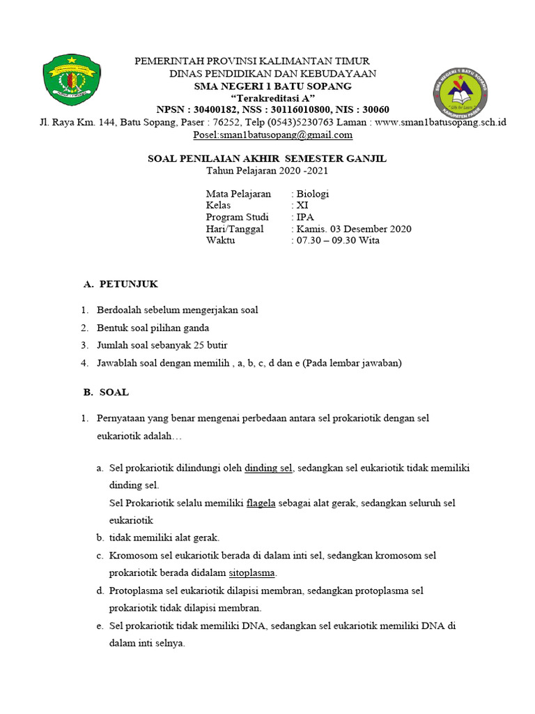 SOAL PAS 2020-2021 (Kunci) | PDF