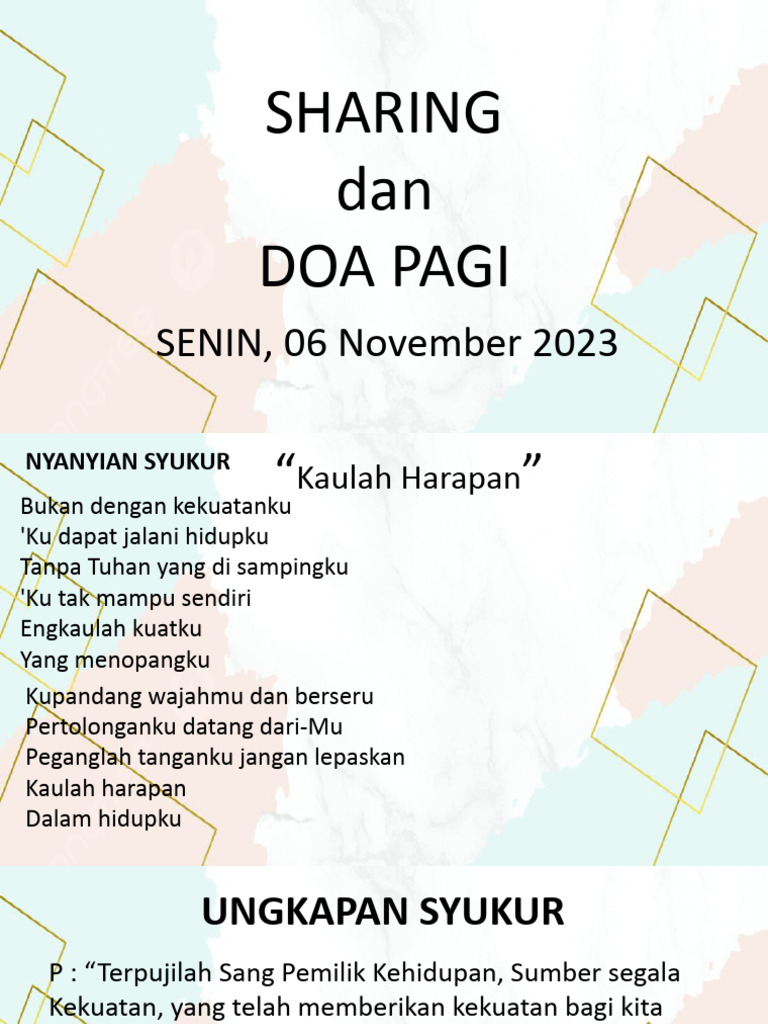 MODEL 1 PPT Doa dan Sharing | PDF