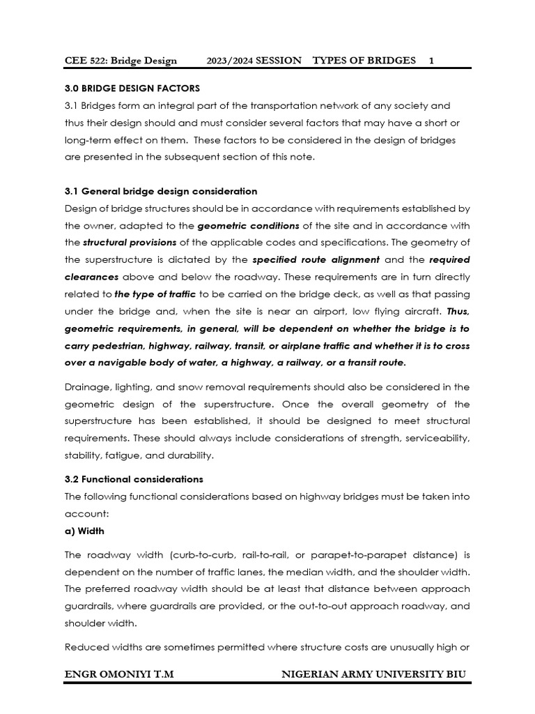 Bridge Design Consideration | PDF