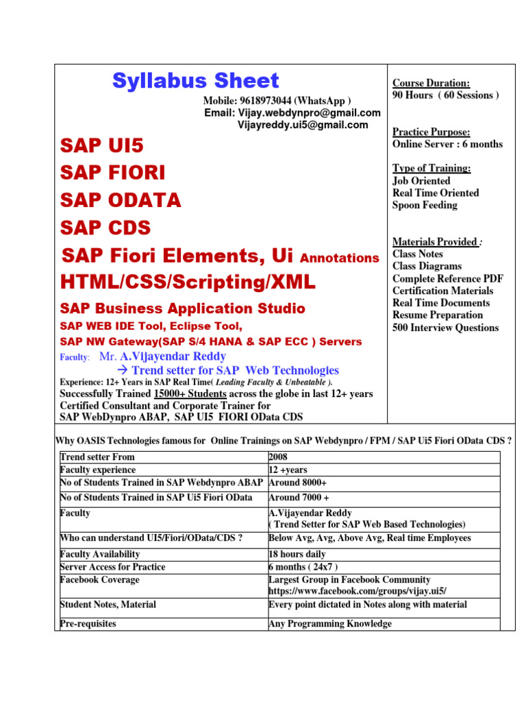 SAP Ui5 Fiori OData CDS Course Content-1 | PDF | Html Element | Html