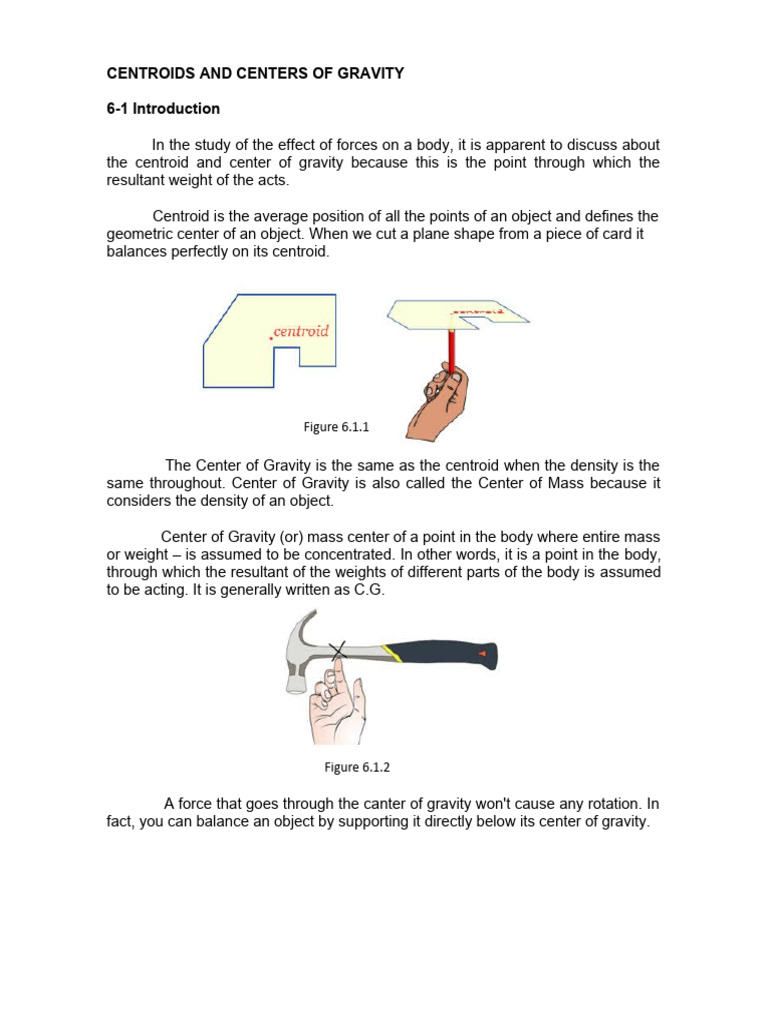 Centroids and Centers of Gravity | PDF | Center Of Mass | Geometry