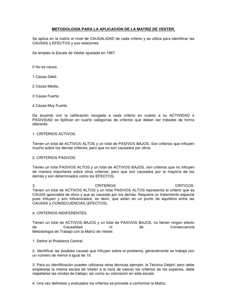 Metodología para La Aplicación de La Matriz de Vester | PDF ...
