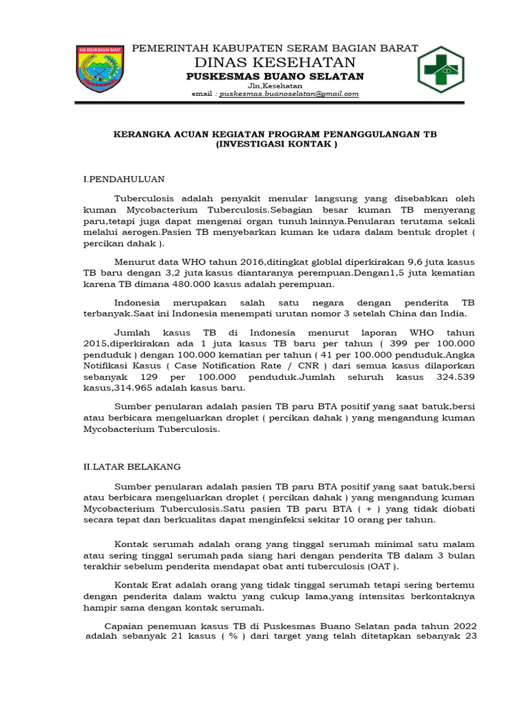 Kak Investigasi Kontak TB | PDF