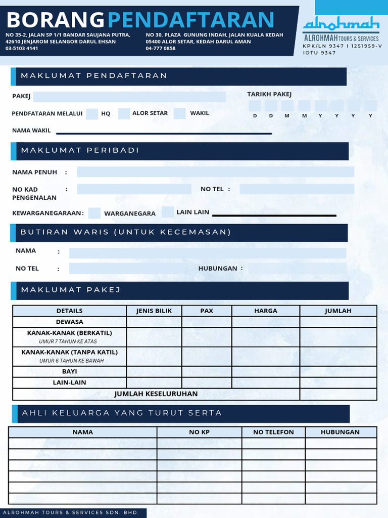 Borang Pendaftaran Pakej Umrah | PDF