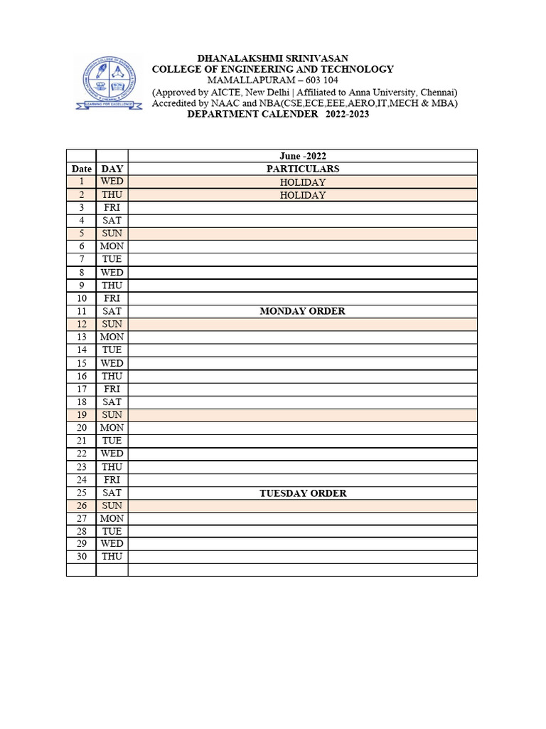 dEPARTMENT OF CALENDER 2022-23 | PDF | Educational Institutions ...