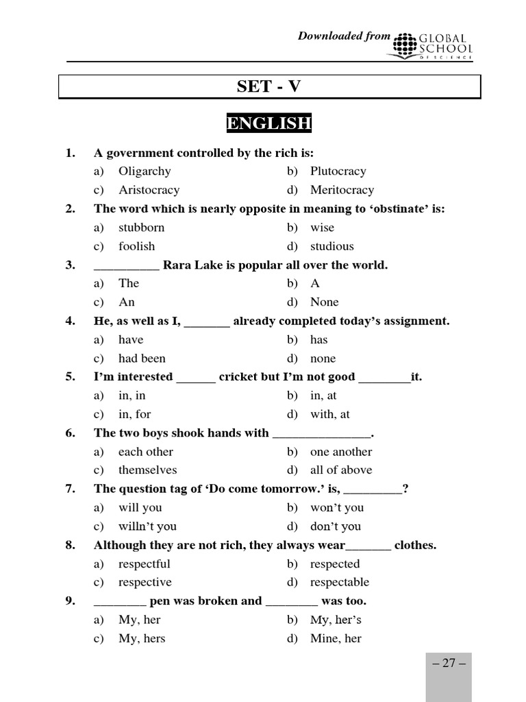 5 ENTRANCE MODEL QUESTIONS 2078 | PDF | Area | Ammonia