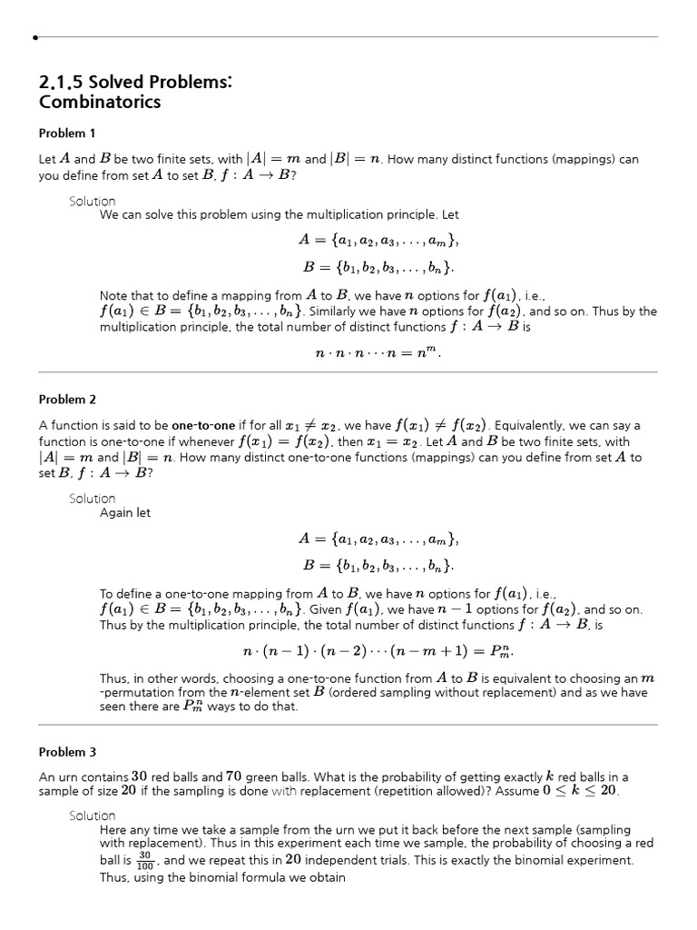 Combinatorics Solved Problems | PDF | Function (Mathematics ... Combinatorics Solved Problems | PDF | Function (Mathematics ...