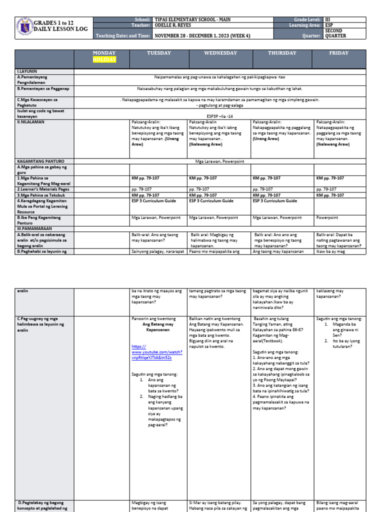 DLL Esp-3 Q2 W4 2023-1 | PDF