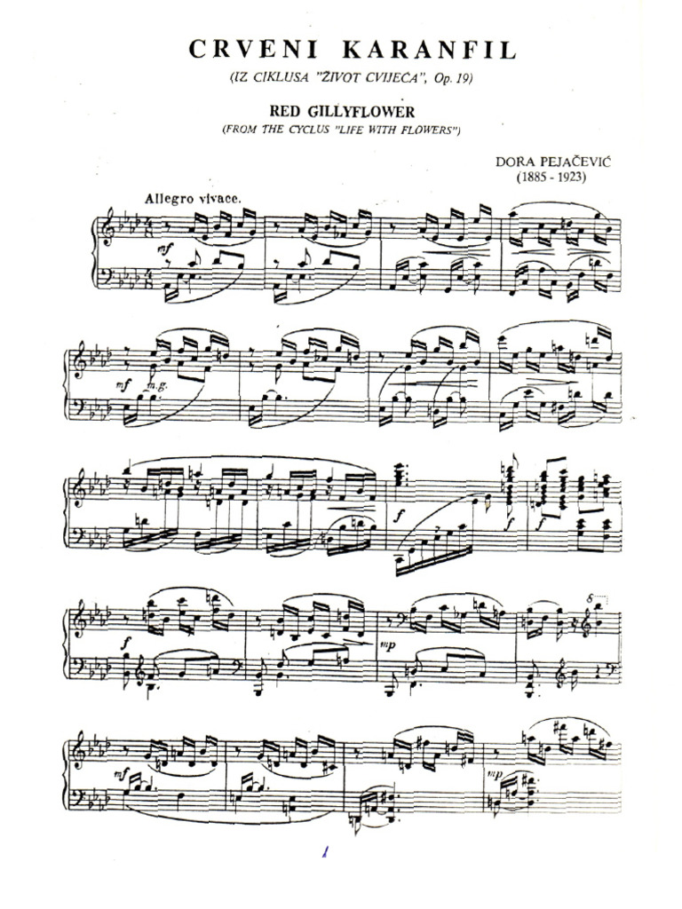 Dora Pejačević - Red Gillyflower, Op.19 No.6 | PDF