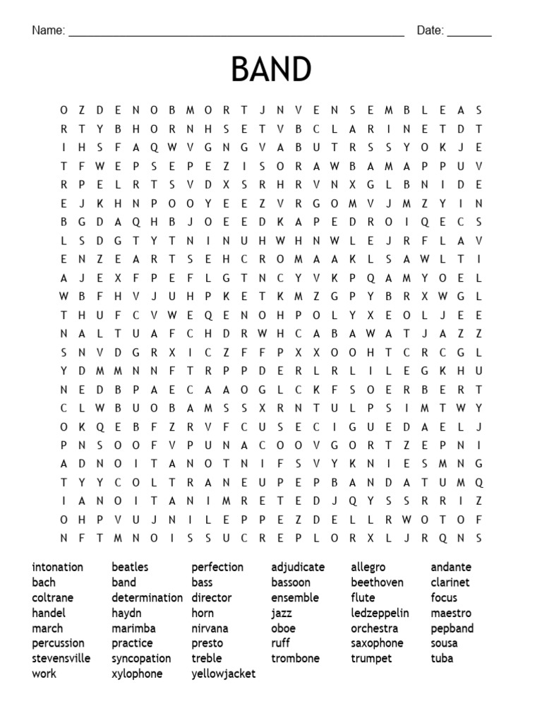 Band Wordsearch | PDF | Musical Forms | Orchestras